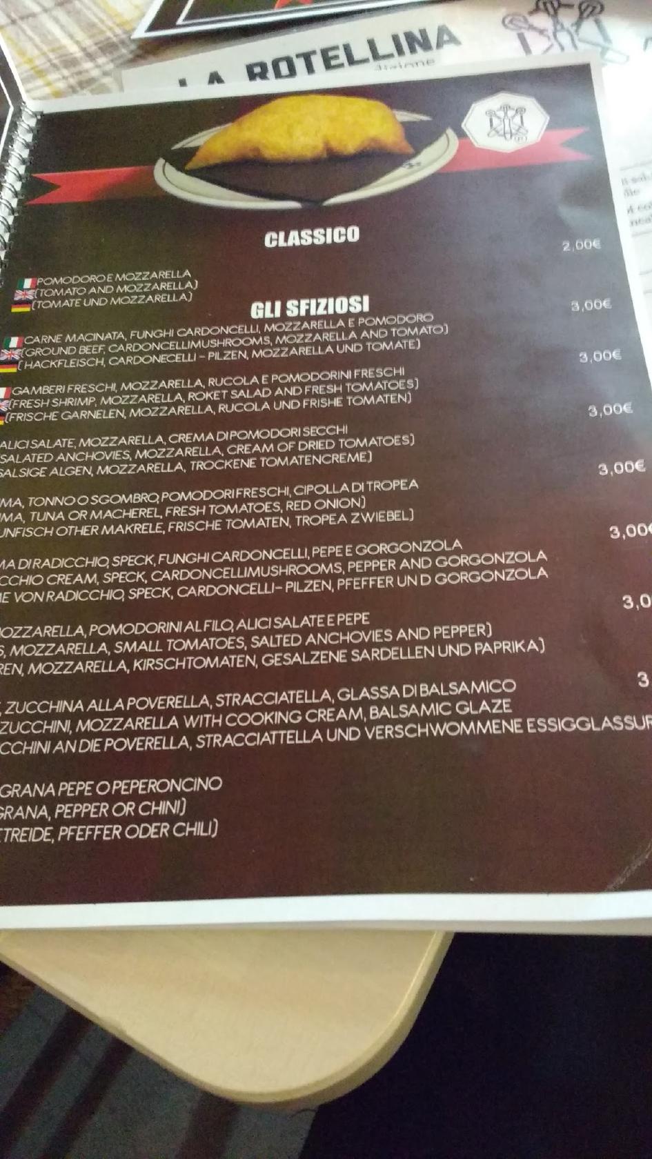 Speisekarte von La Rotellina fast Food, Polignano A Mare