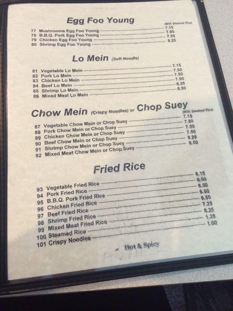 Menu at Mulan Chinese Restaurant, Indio