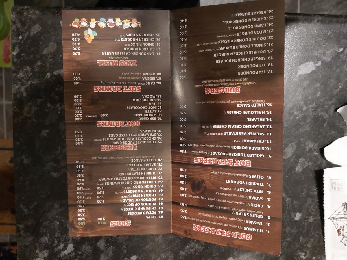Menu at Shish Grill restaurant, Letchworth Garden City