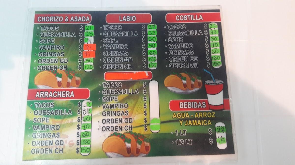 Menu at Asadas Beto's restaurant, Guadalajara, C. María C. Bancalari 2580