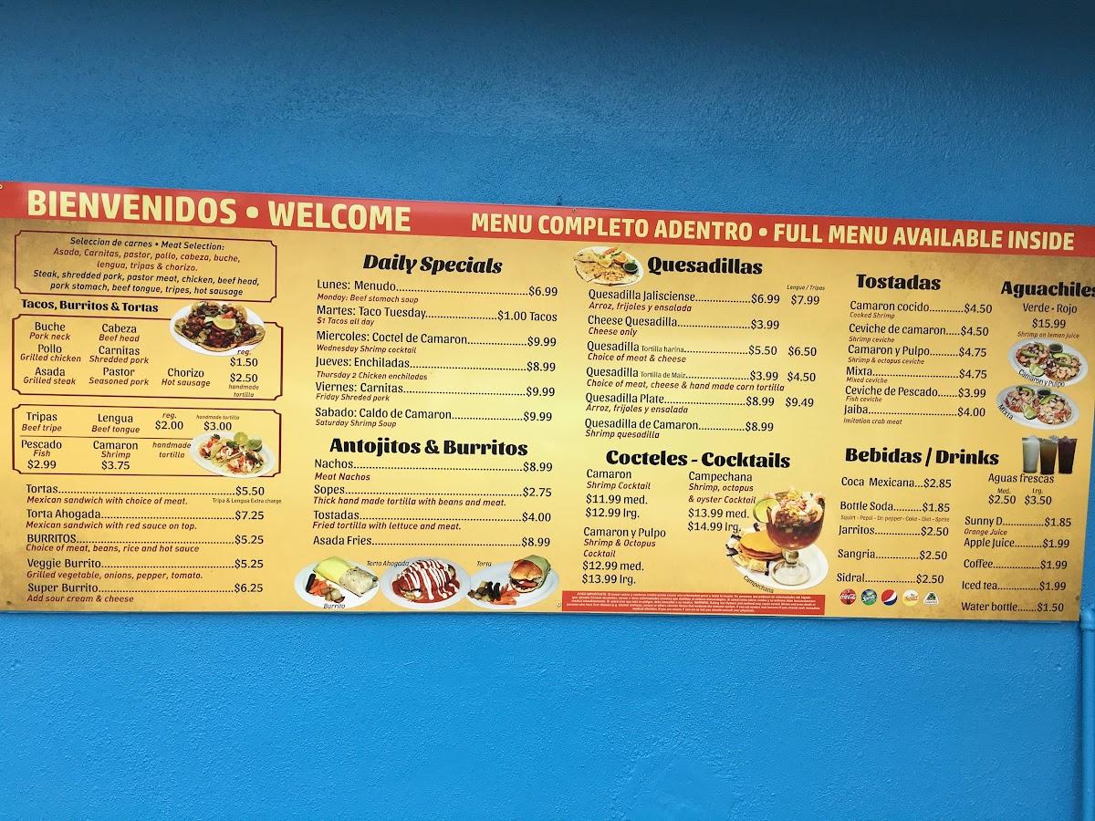 Menu at Los Dos Potrillos Restaurant, Salinas