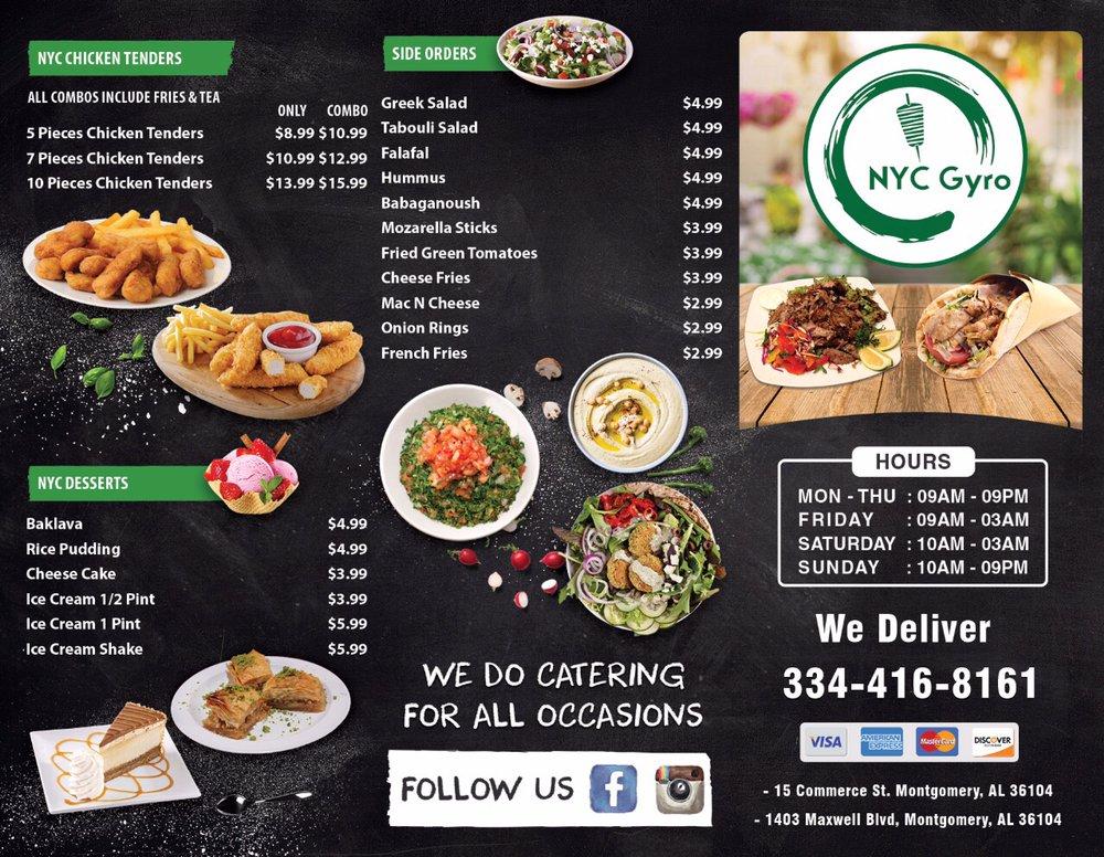 Menu at NYC Gyros restaurant, Montgomery, 15 Commerce St #3502