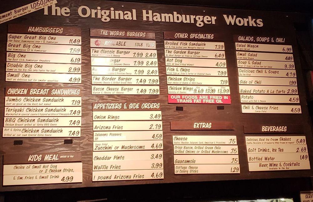 Carta del pub y bar Original Hamburger Works, Phoenix