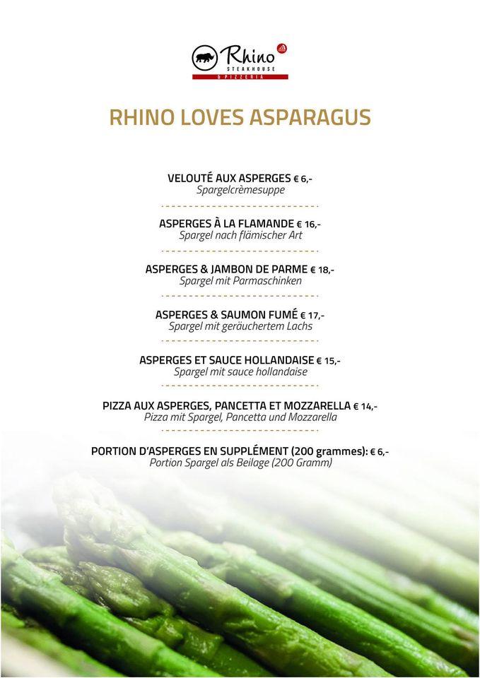 Menu at Rhino Steakhouse & Sports Bar, Clervaux