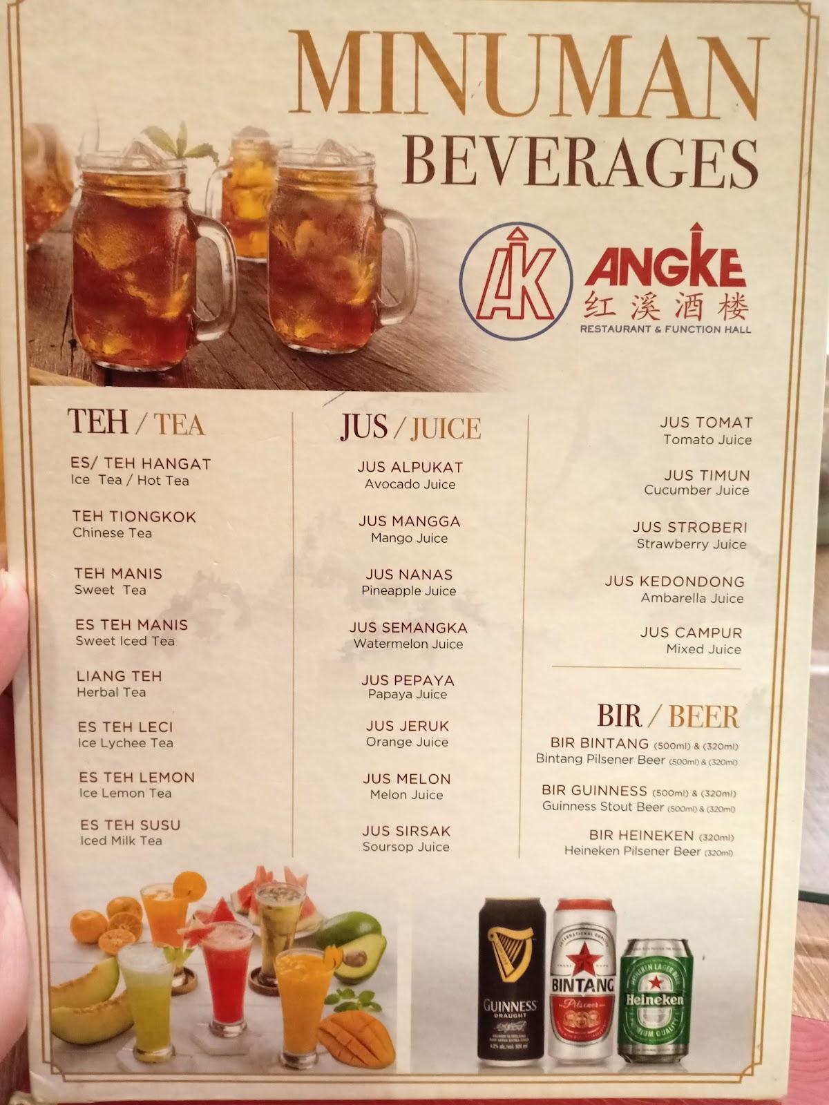 Menu at Angke Restaurant - PIK, Jakarta
