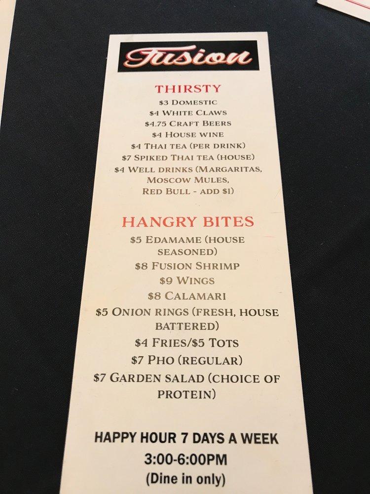 Menu at Fusion Lounge pub & bar, Redding, Placer St