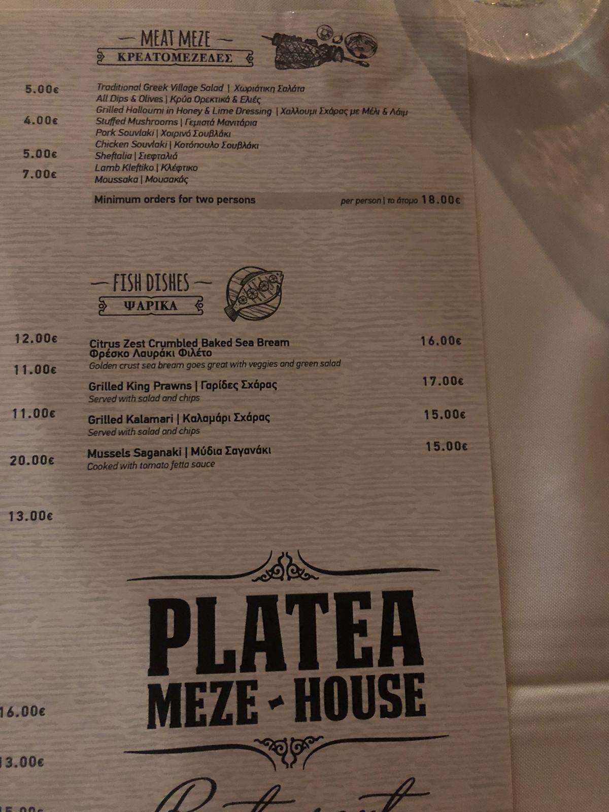 Menu at Platea, Poli Crysochous, Ptolemeou Filadelfou Πόλη Χρυσοχούς
