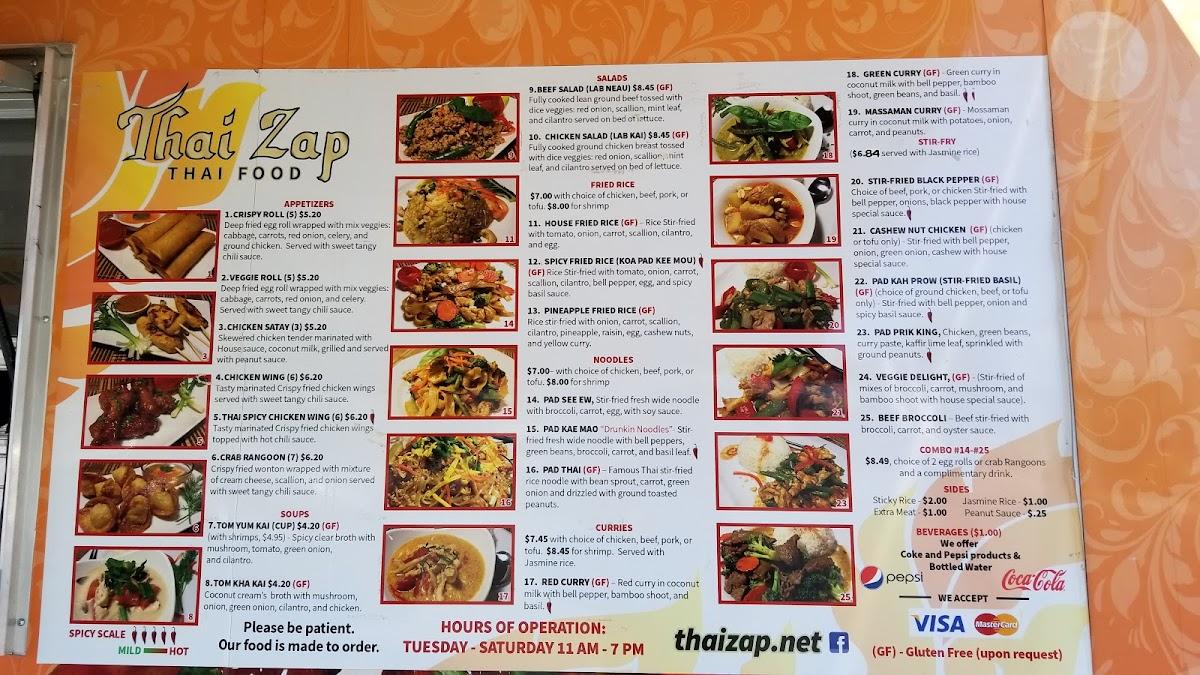 Menu at Thai Zap restaurant, Pocatello, 465 Yellowstone Ave
