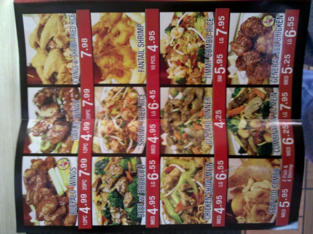 Menu at Timmy Chan's restaurant, Houston, Gears Rd