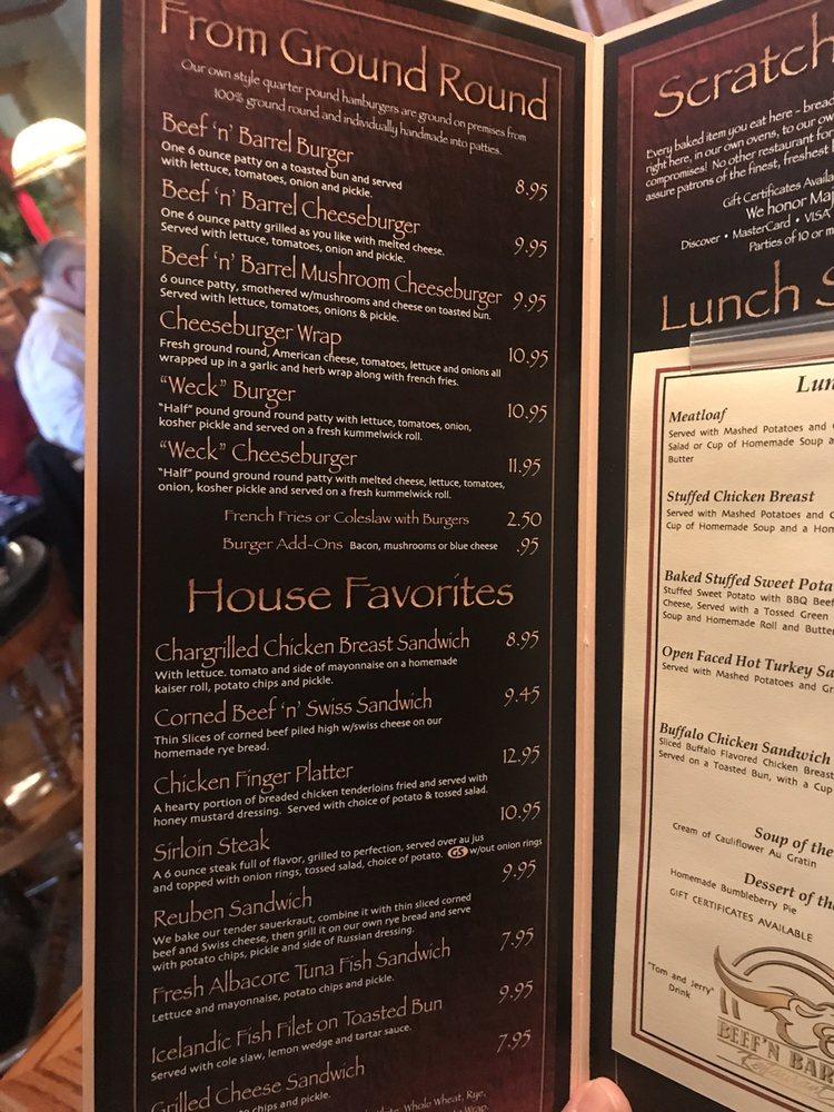 Menu at Beef-N-Barrel, Olean