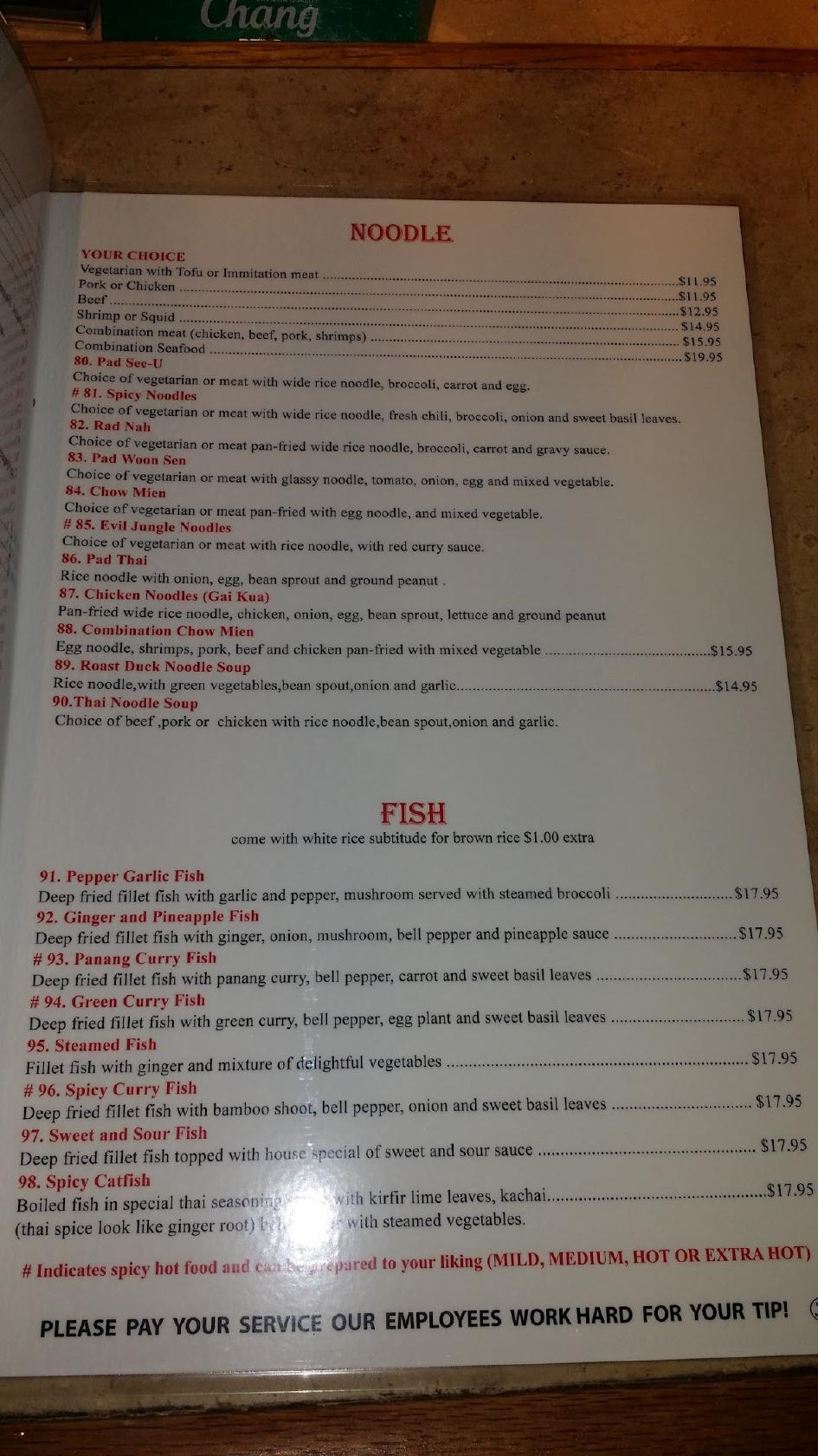 Menu at Blue Elephant Thai Cuisine restaurant, Port Hueneme