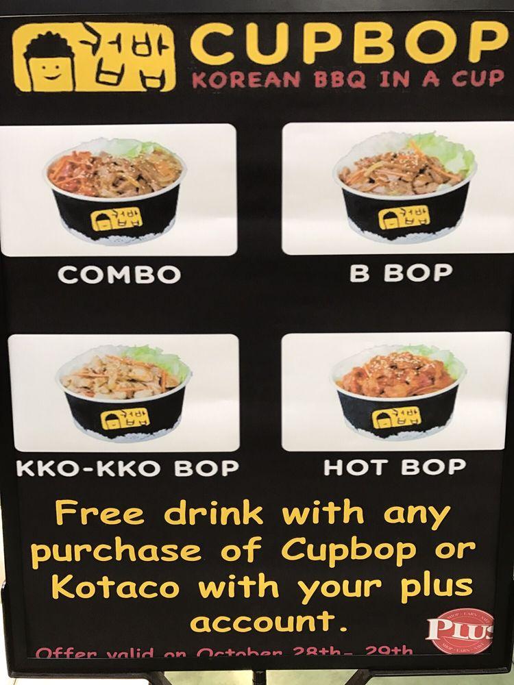 Menu at Cupbop Korean BBQ, Rexburg