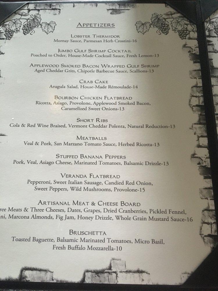 Menu at Veranda Bistro & Bar, Avon
