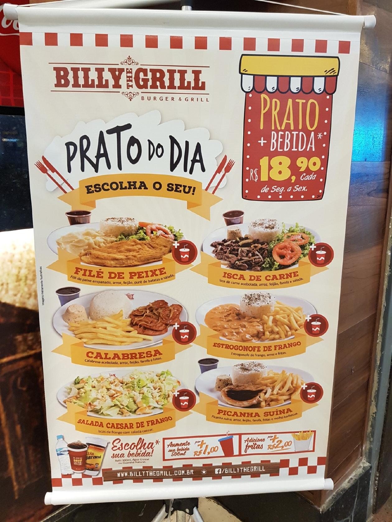 Menu at Billy The Grill restaurant, São Gonçalo, Av. São Gonçalo