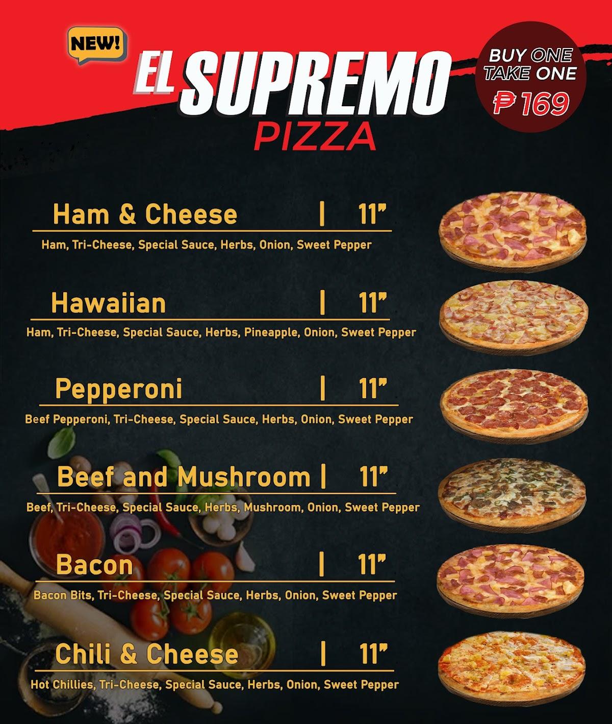 Menu at El Supremo Pizza pizzeria, Tagbilaran City