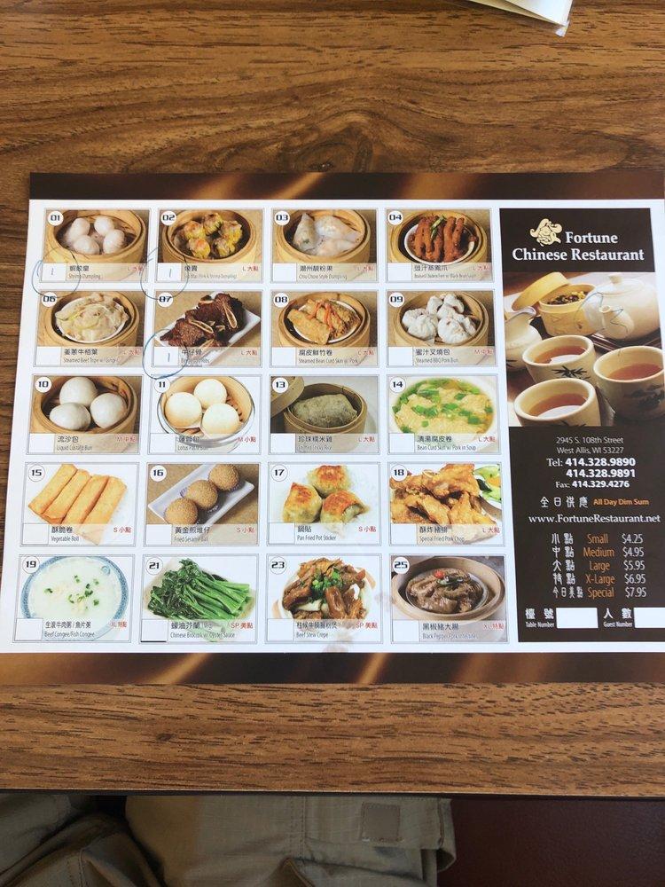 Menu at Fortune Restaurant, Milwaukee