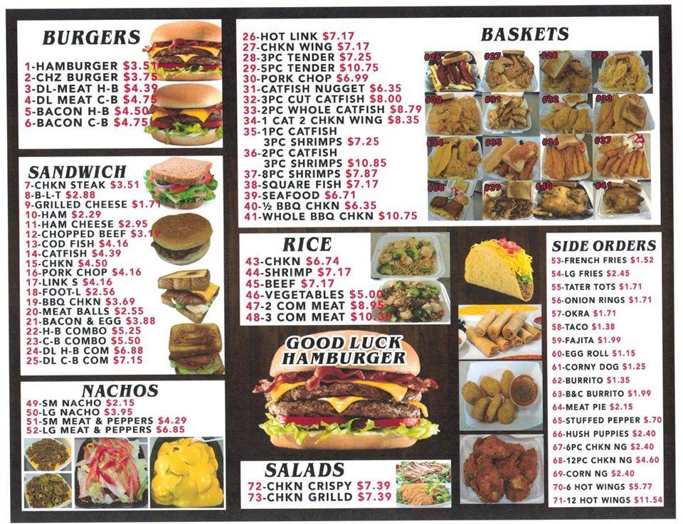 Menu at Good Luck Hamburgers Drive #3 restaurant, Dallas, S Second Ave