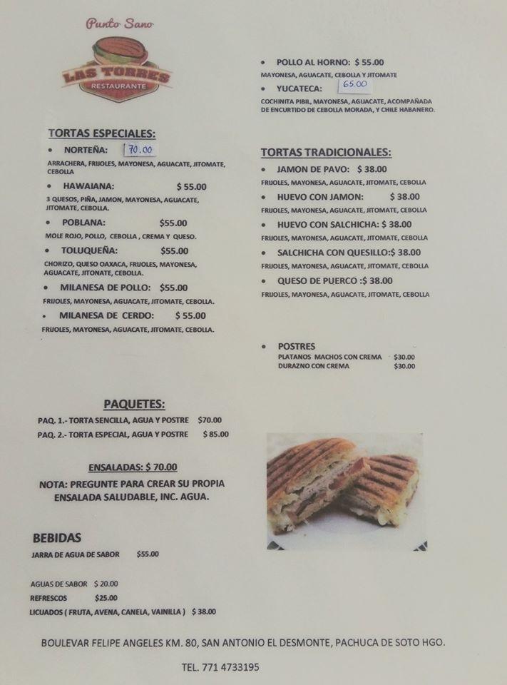 Menu at Las Torres Restaurante, Pachuca