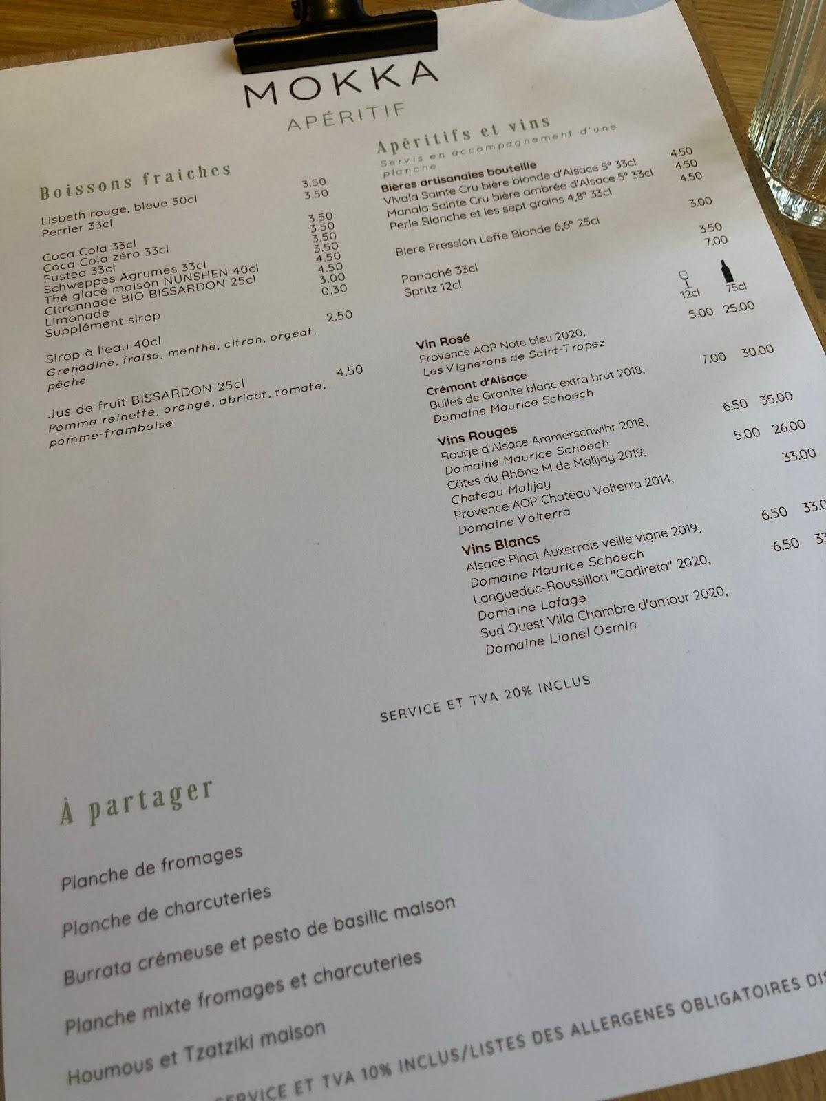 Menu at MOKKA Café Déjeuner Goûter, Colmar