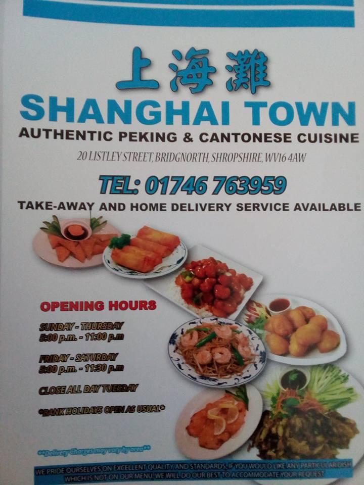 Menu at Shanghai Town fast food, Bridgnorth