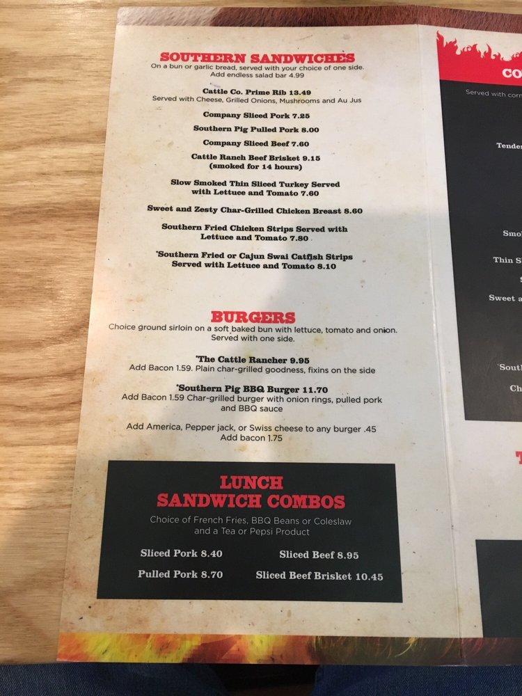 Menu at Southern Pig & Cattle Co. Stuart BBQ, Stuart