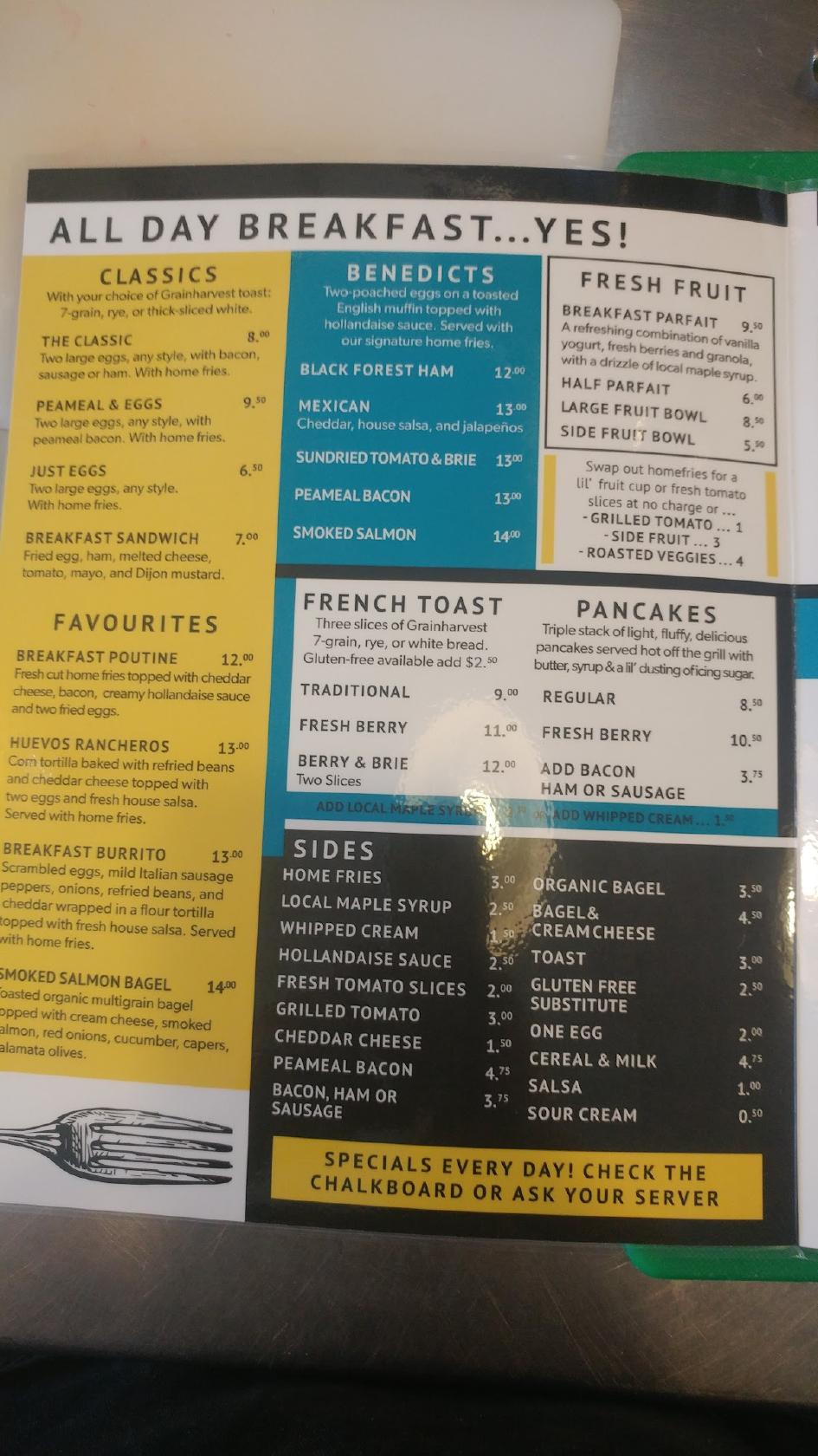 Menu at Box Social restaurant, Elora