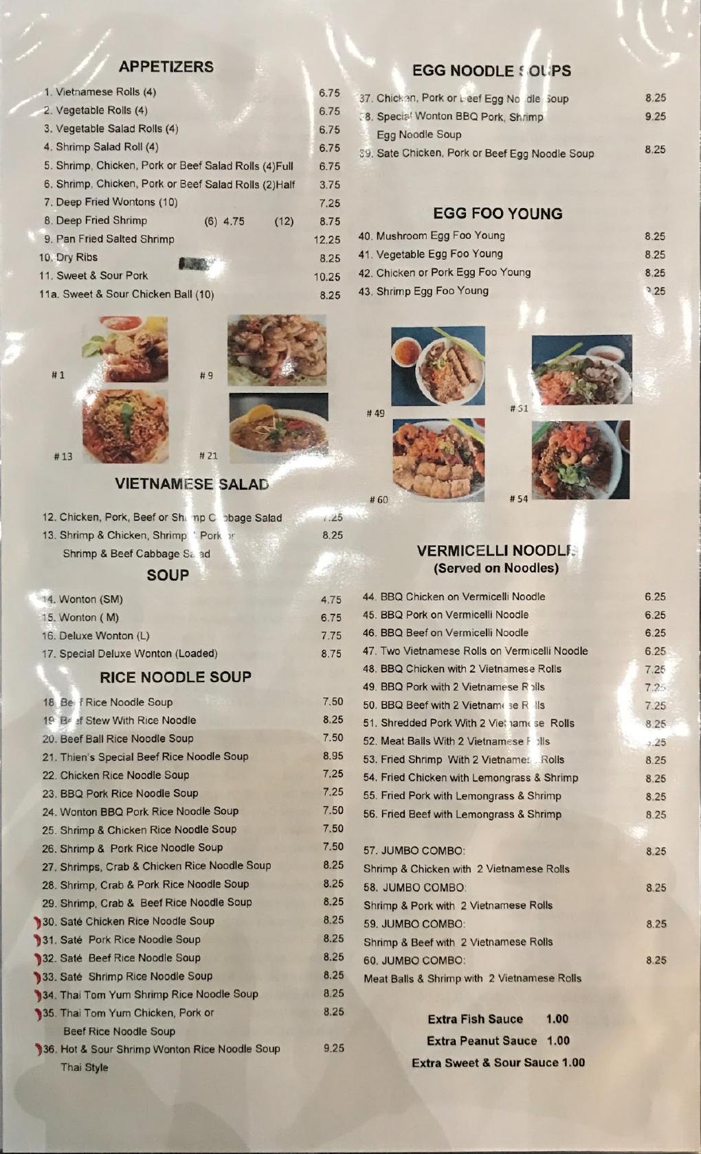 Menu at Thien Vietnam 1 Restaurant, Saskatoon, 123 3rd Ave N