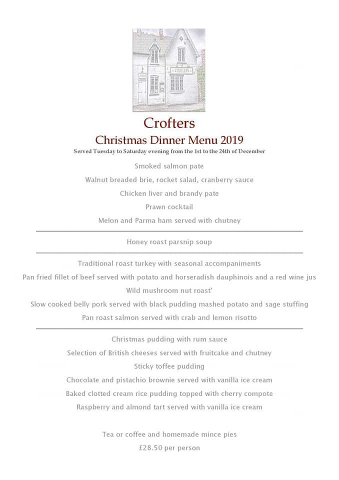 Menu at Crofters Restaurant, Hull