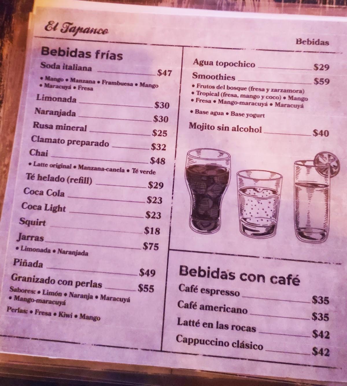 Menu at El Tapanco pizzeria, Mascota, C. Francisco I. Madero 53
