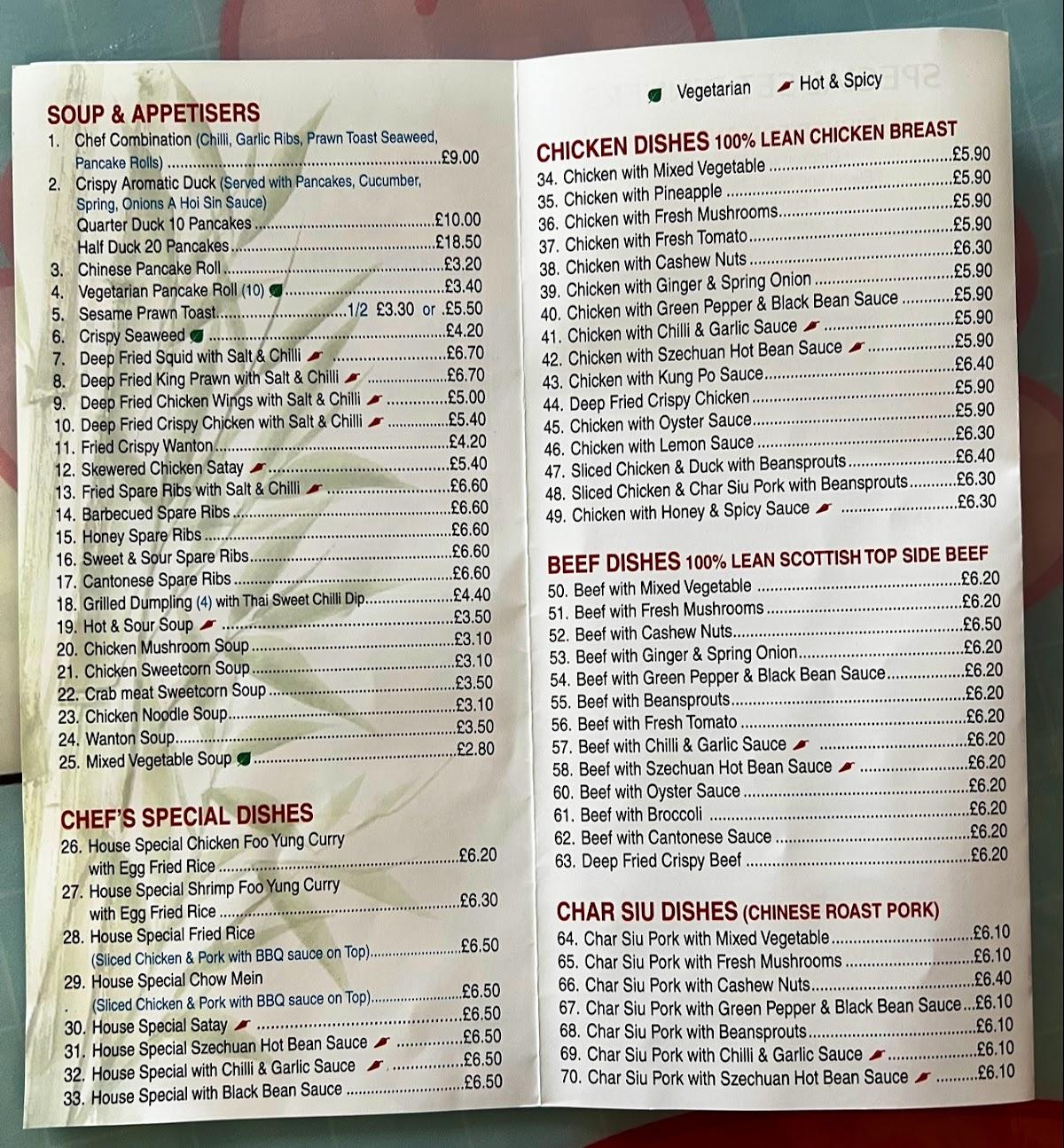 Menu at Fu Lin fast food, Buckfastleigh