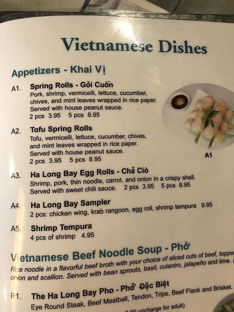 Menu at Ha Long Bay Bistro restaurant, Dunedin