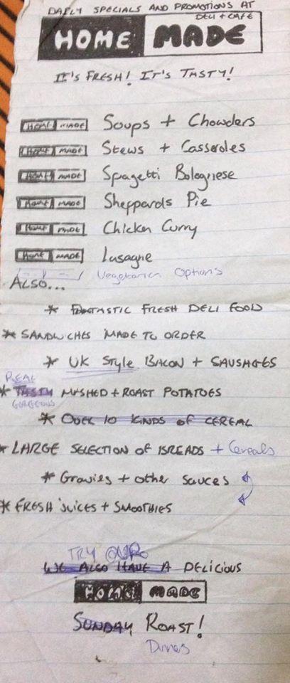 Carta de Homemade Cafe, Phuket