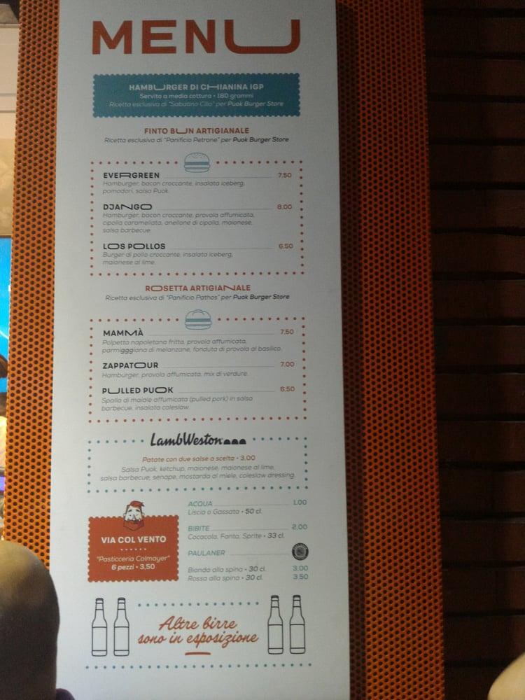 Carta del restaurante PUOK (Vomero), Napoles