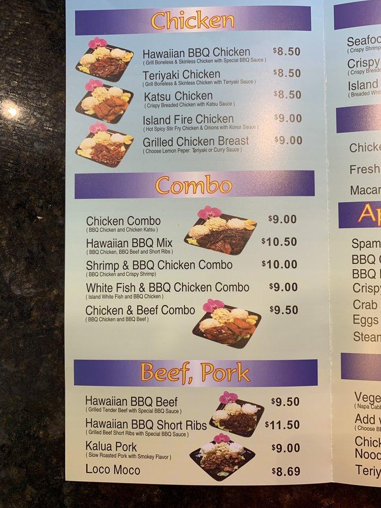 Menu at Sunshine Hawaiian Bbq, Lodi