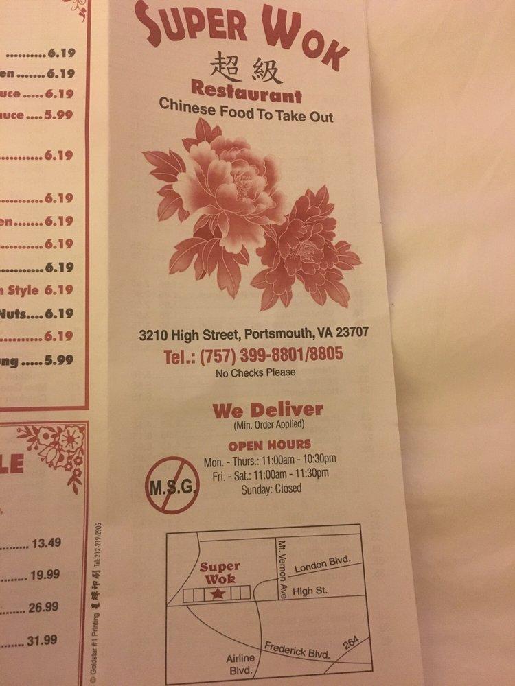 Menu at Super Wok restaurant, Portsmouth, High St