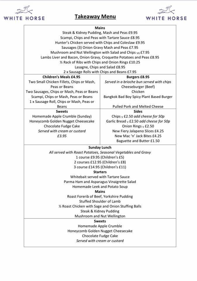 Menu at White Horse pub & bar, Folkestone
