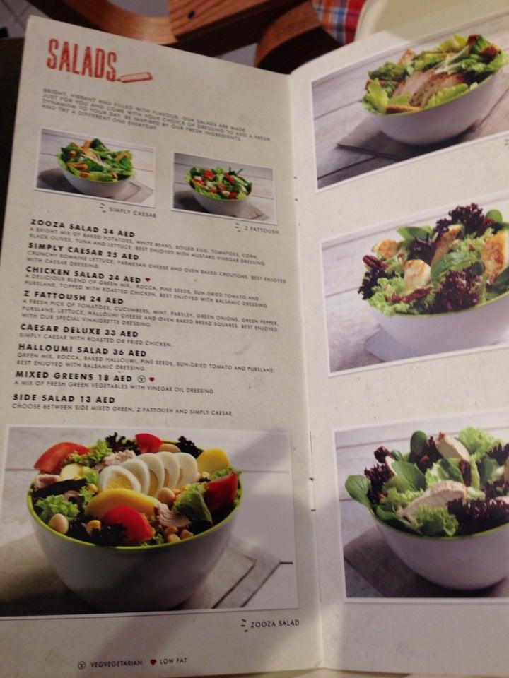 Menu at Zaatar w Zeit restaurant, Dubai, Sheikh Zayed Road