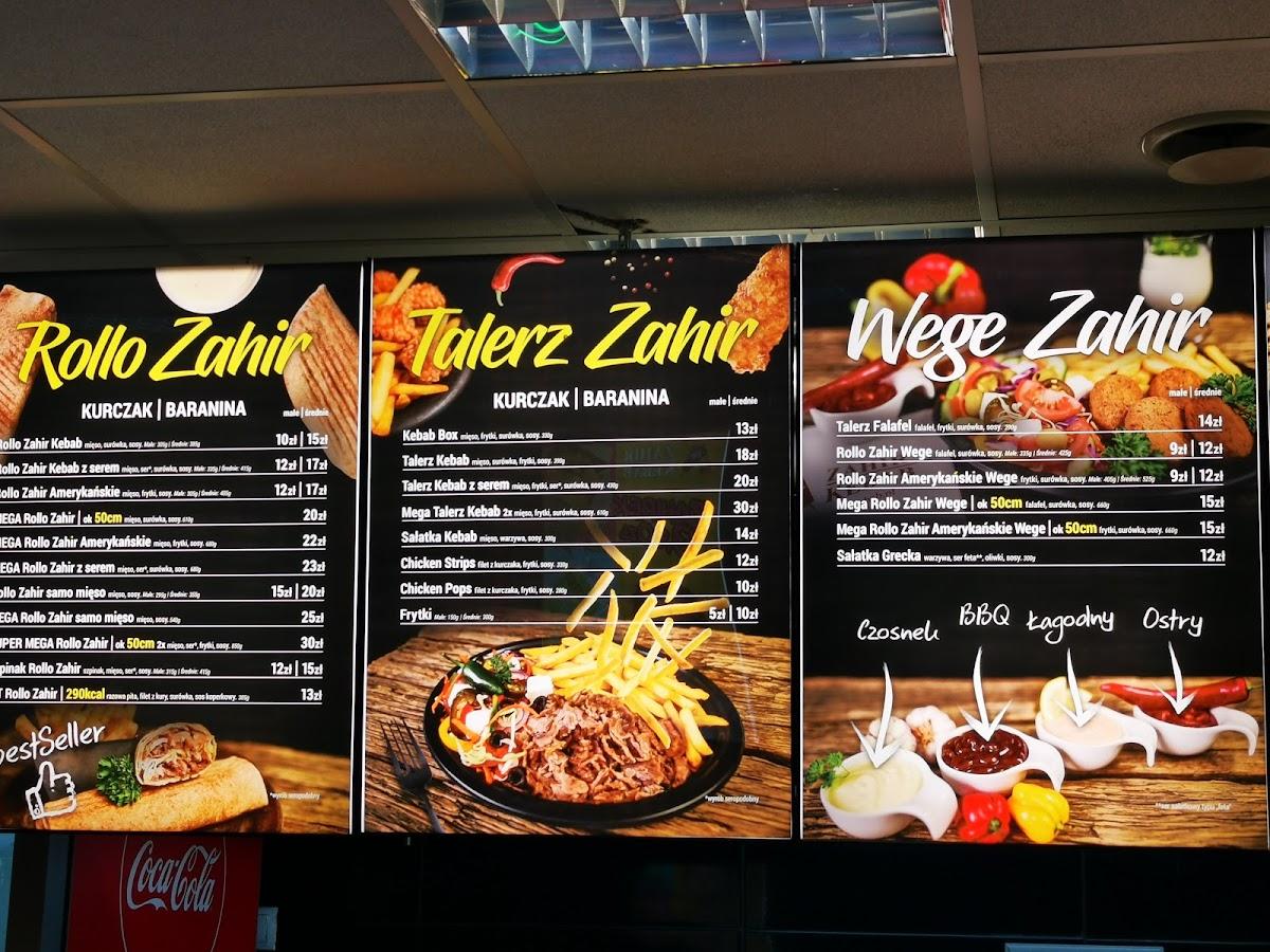 Menu at Zahir Kebab restaurant, Konin, Kleczewska 25