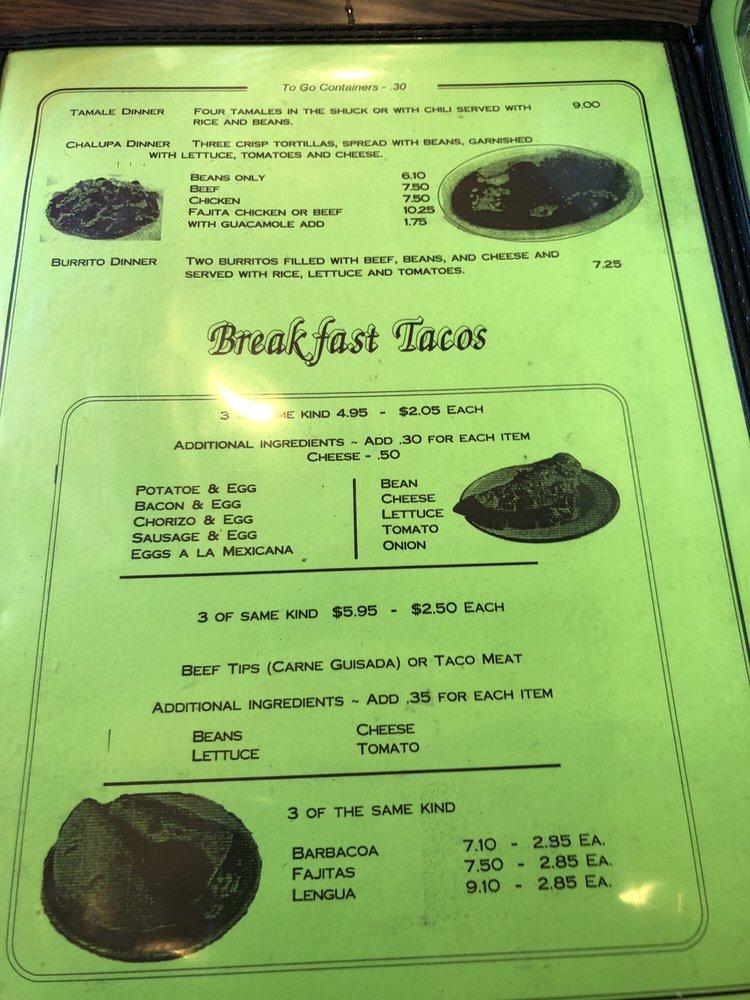 Menu at Bigotes restaurant, Arlington, E Abram St