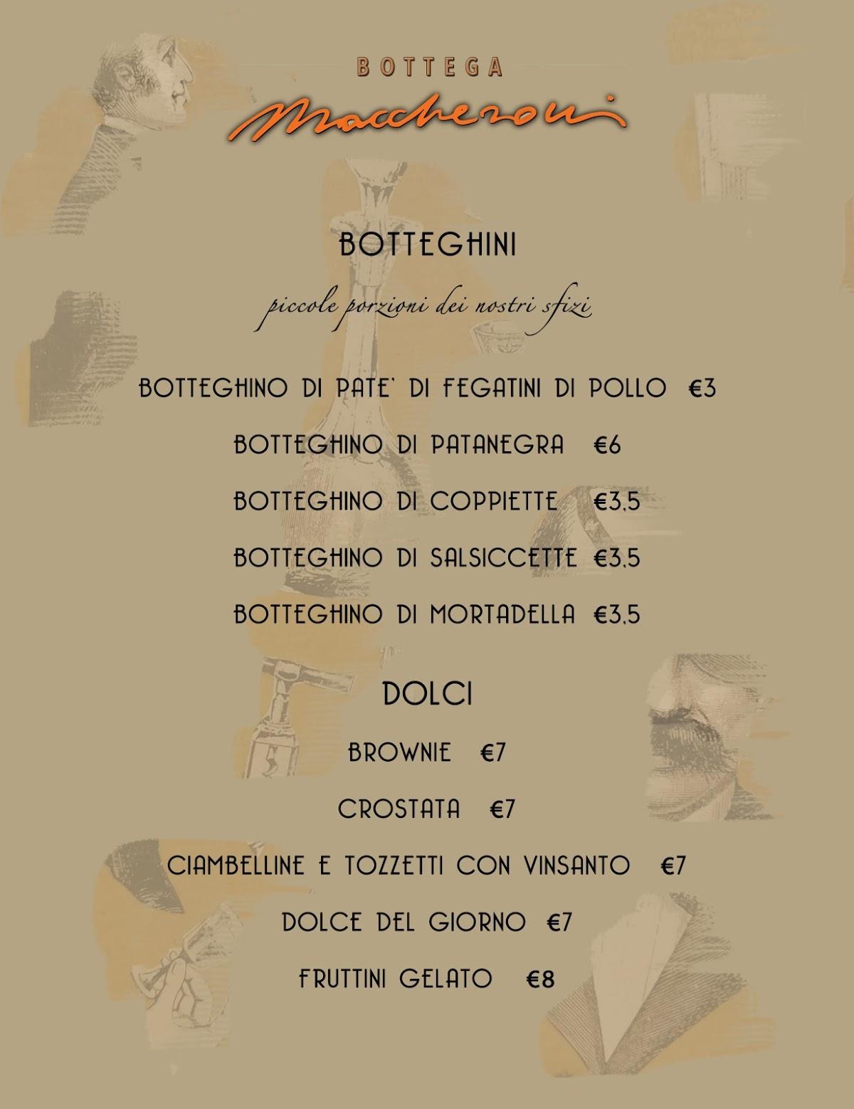 Menu da Bottega Maccheroni ristorante, Roma