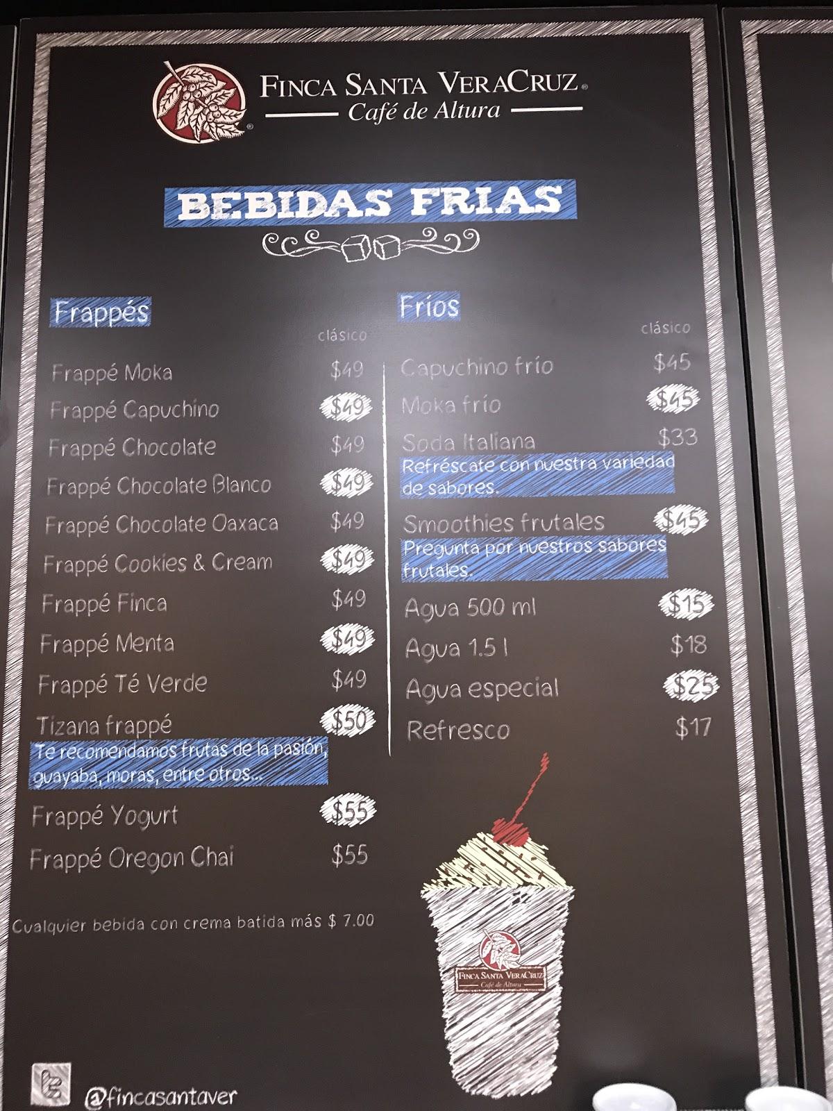 Menu at Finca Santa Veracruz, Ciudad López Mateos, San Luis Potosí 62
