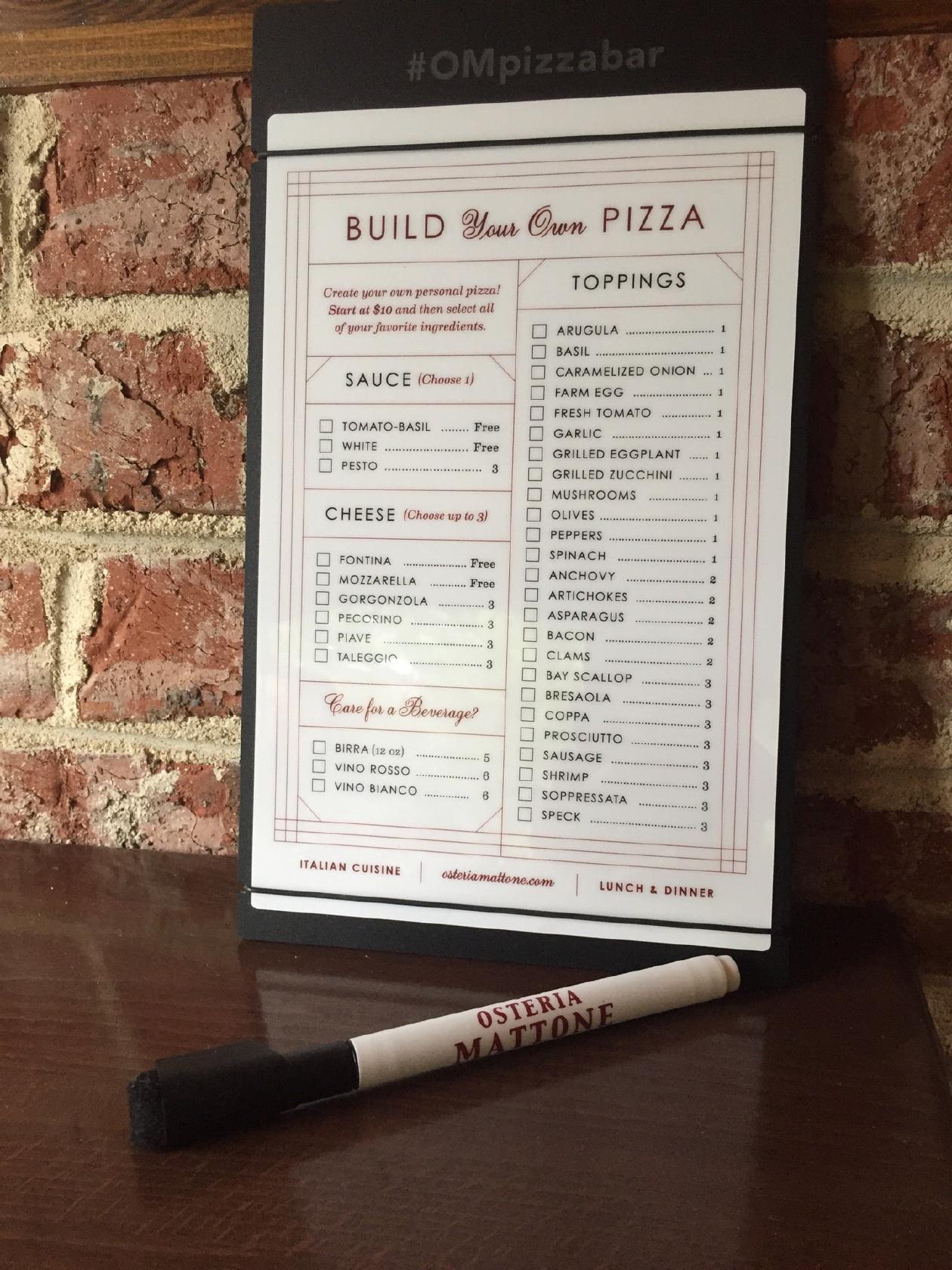 Menu at Osteria Mattone pub & bar, Roswell