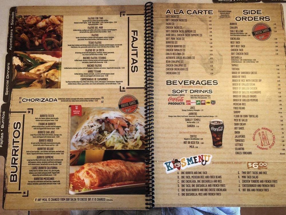 Menu at El Rodeo restaurant, Rocky Mount, 35 Meadowview Ave