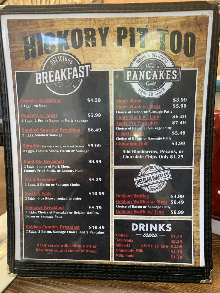 Menu at Hickory Pit Too BBQ, Semmes