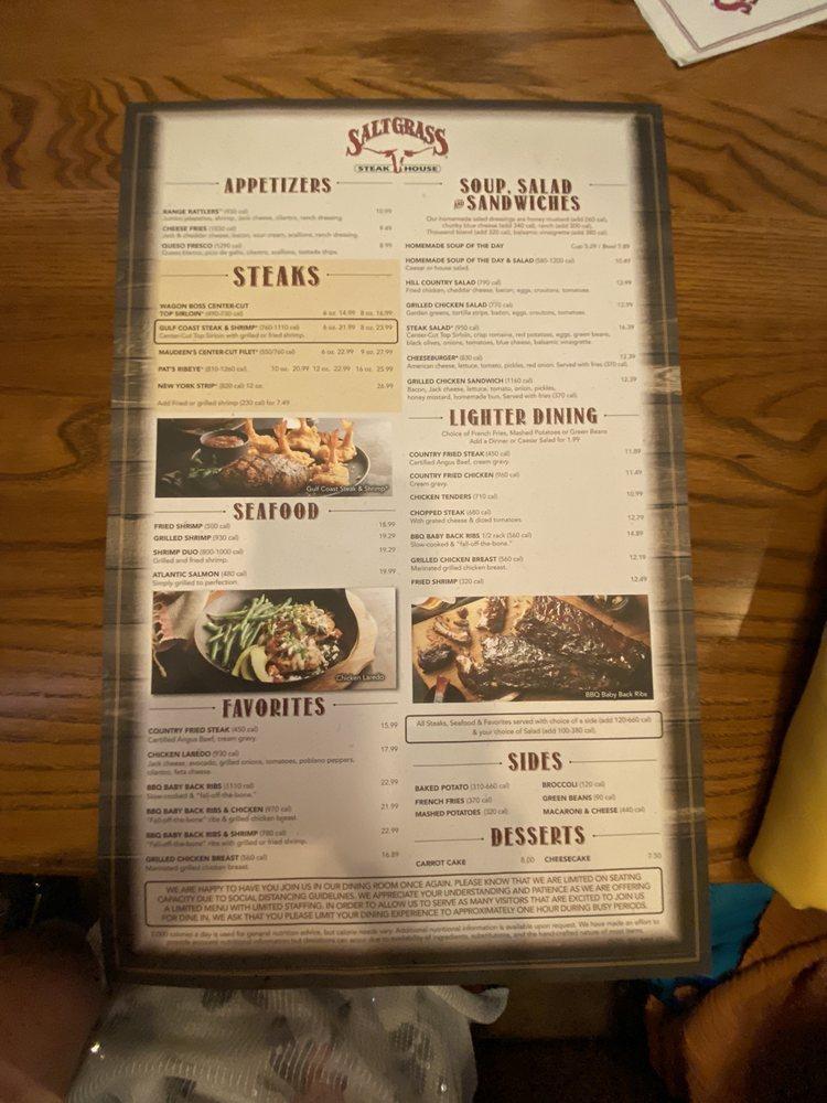 Menu at Saltgrass Steak House steakhouse, Omaha