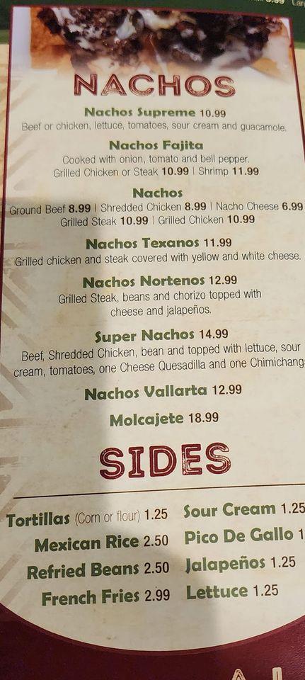 Menu at San Marcos Mexican Restaurant, Paris