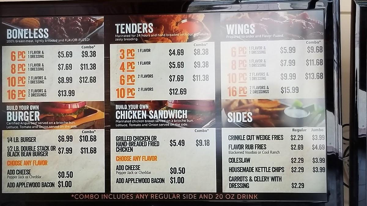 Menu at Wing Zone fast food, Bowie, Highbridge Rd