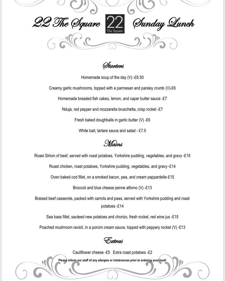 Menu at 22 The Square Restaurant, Halifax