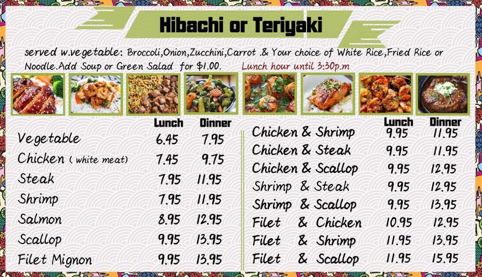 Menu at Oniku Japanese Cuisine & Hibachi restaurant, Fort Pierce