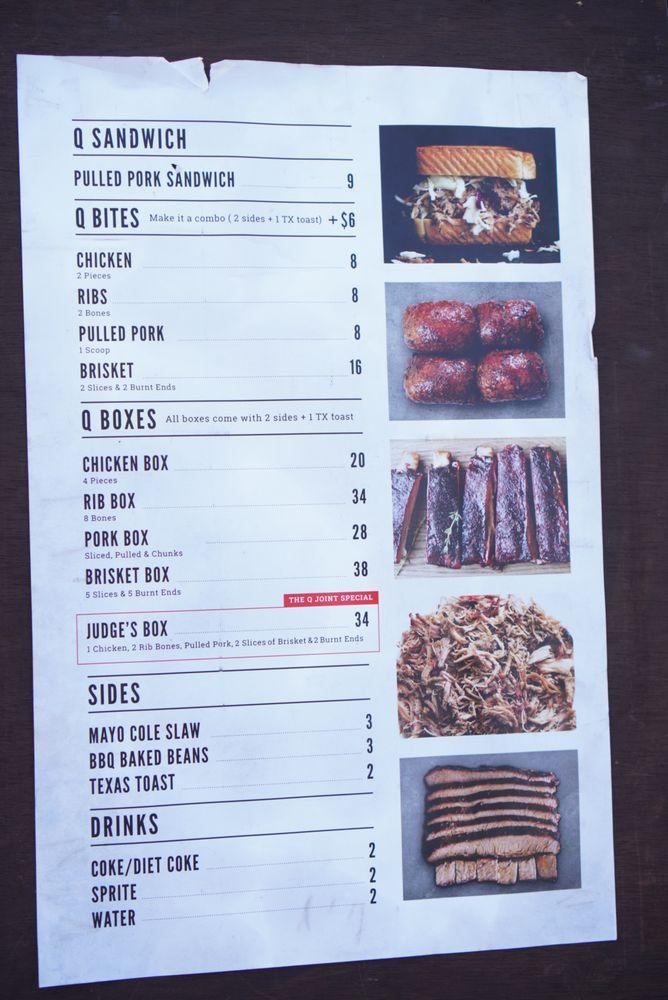 Menu at The Q Joint BBQ, Irvine